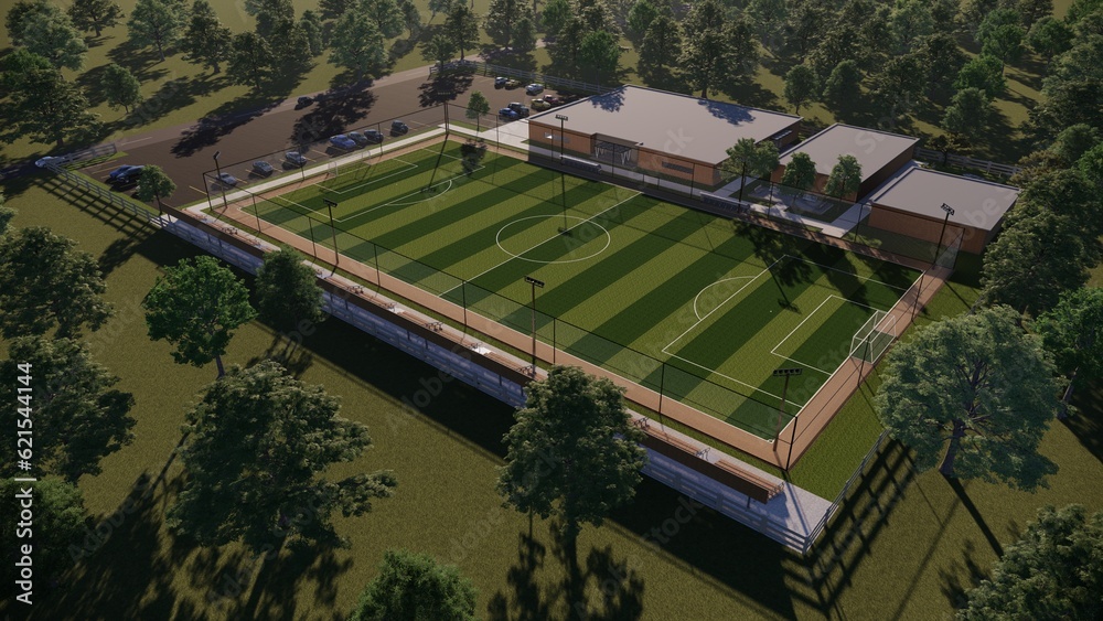 Illustration Aerial masterplan Soccer - football field training complex ...