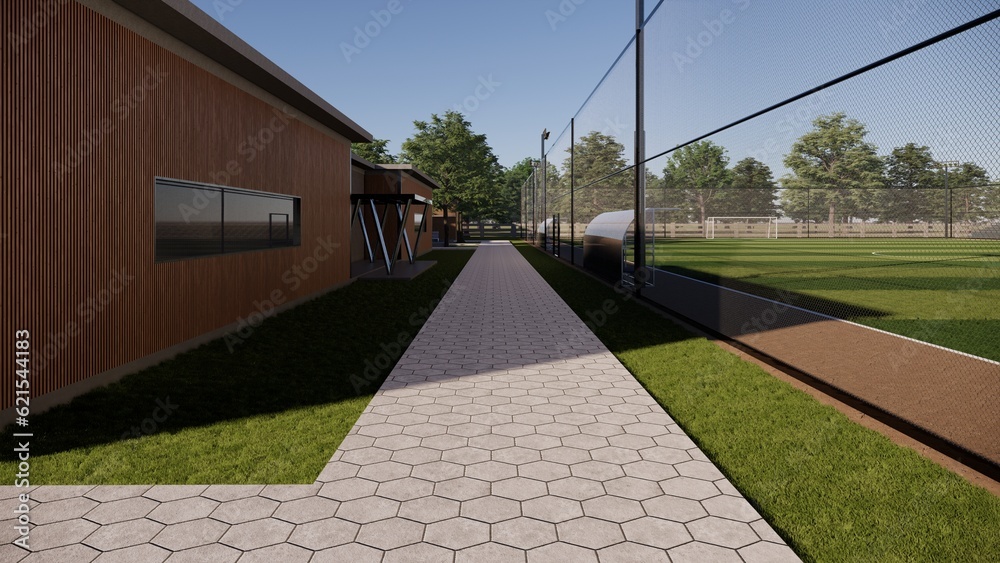 Illustration Aerial masterplan Soccer - football field training complex ...