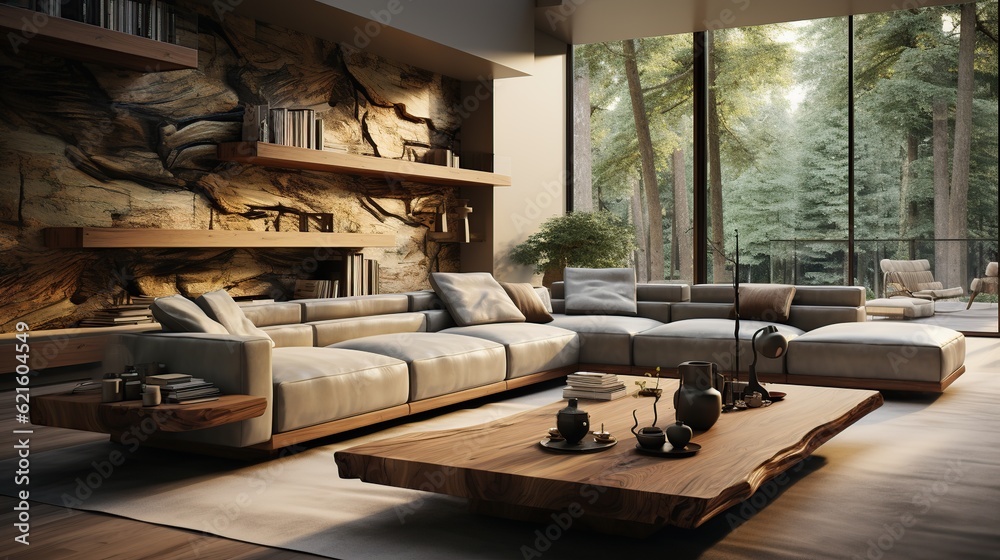 Ilustración de Stock Luxury Elegant interior design of modern living ...