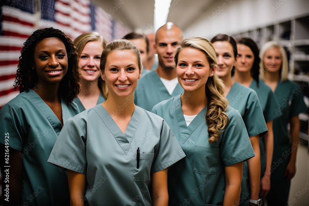 Fiction group portraits of working man and woman , different ...