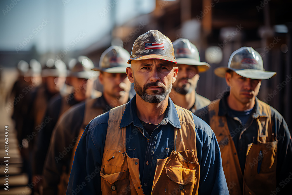 Fiction group portraits of working man and woman , different ...