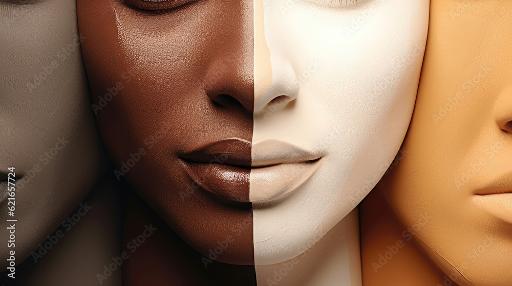 Abstract art of different skin colors and multiracial, no to racism ...