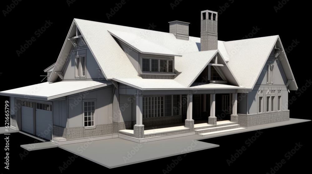 Cad 3d rendering of a house on the computer, mockup of house design in ...