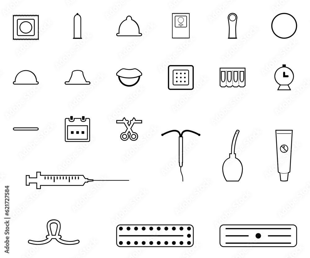 Contraception Line Art SVG icon set Stock Vector | Adobe Stock