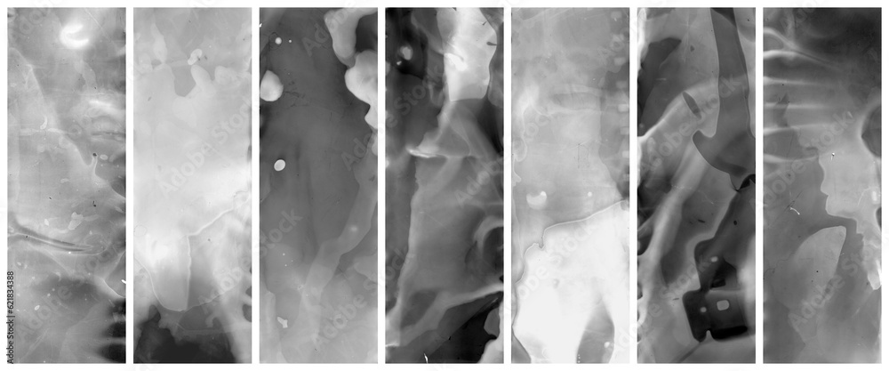 Set of black and white abstract film negatives. Collection of textures ...