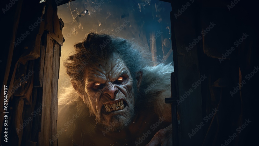 Stock-Illustration „Terrifying and fierce woodland cannibal troll male ...