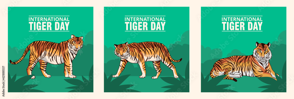 International tiger day vector illustration with tiger animals for ...