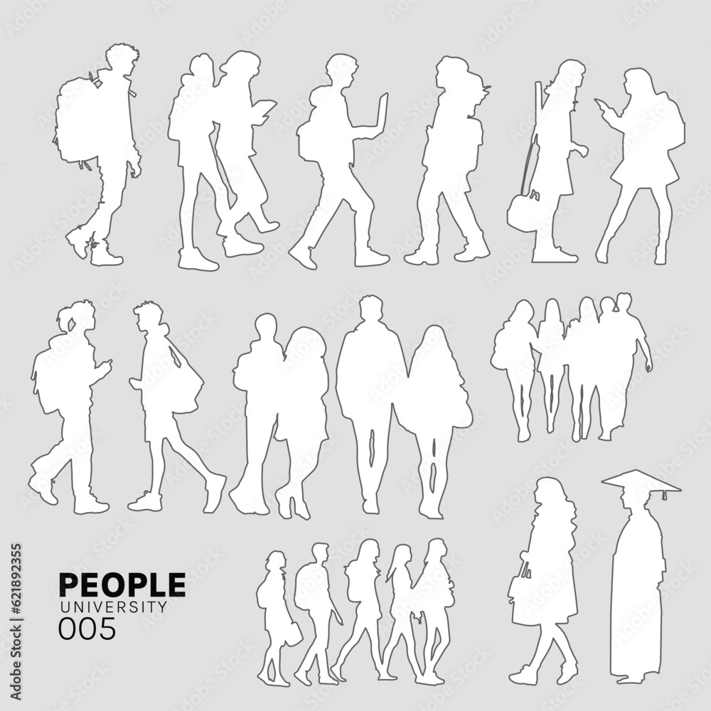 Architectural Drawings people vector illustration, walking in ...