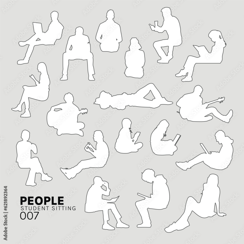 Architectural Drawings people vector illustration, sitting, side view ...