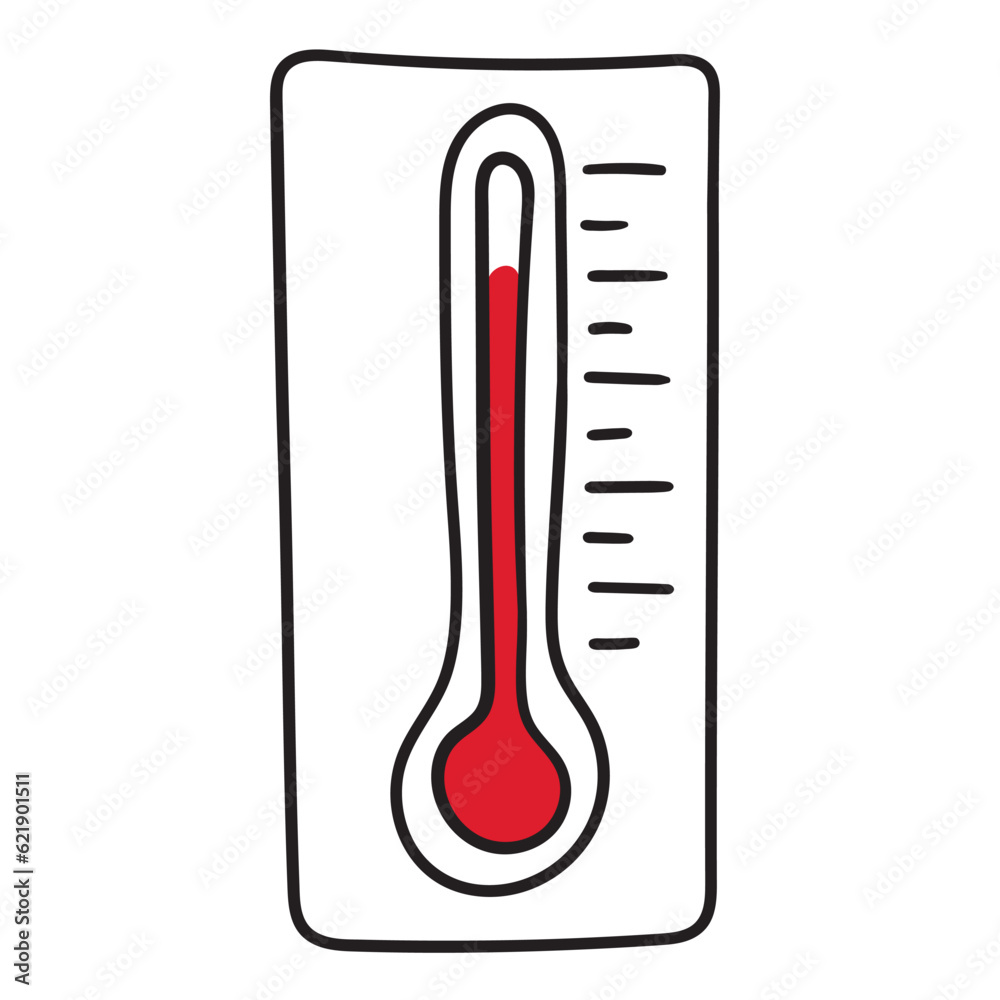 Vector icon of a meteorological thermometer in doodle style for ...