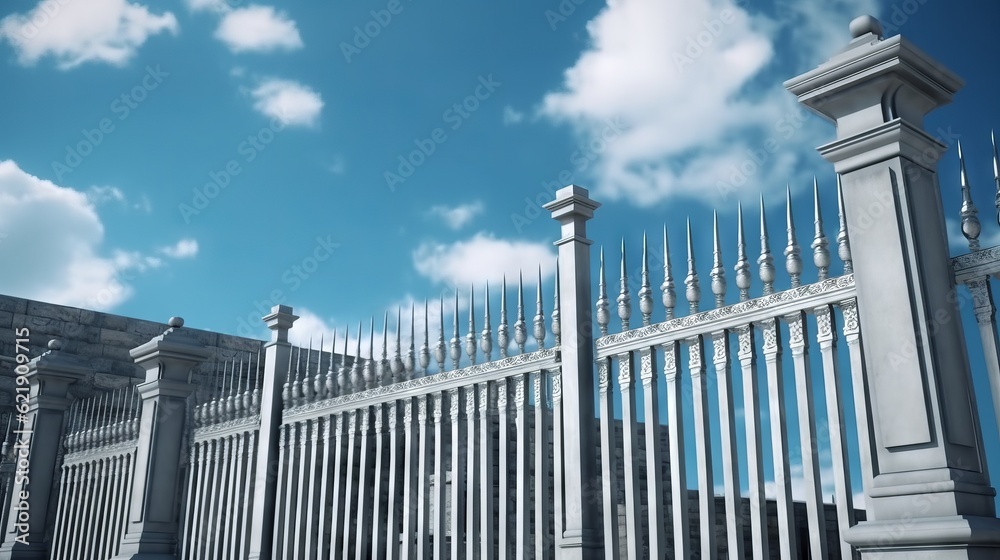 Massive monolithic mansion fence shot in close-up. Generative AI 7 ...