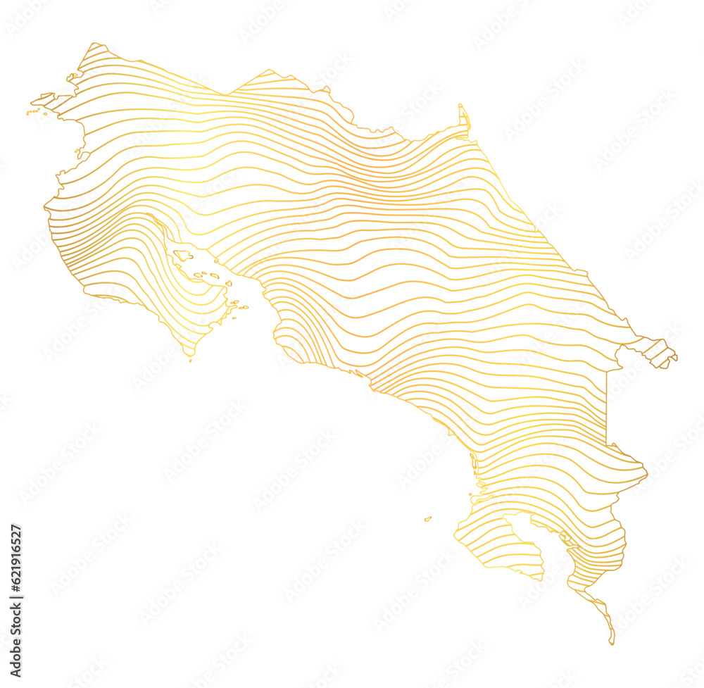 abstract map of Costa Rica - vector illustration of striped gold ...