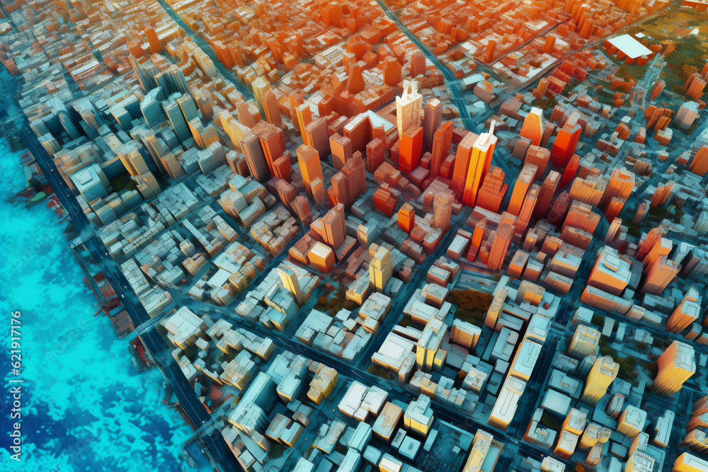 Geospatial GIS product provides visualization of urban areas with road ...