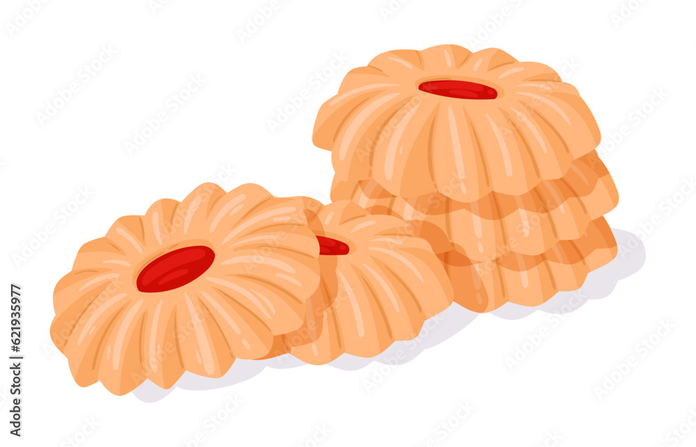 Cartoon kurabiye cookies. Shortbread cookies with drop of jam, homemade ...