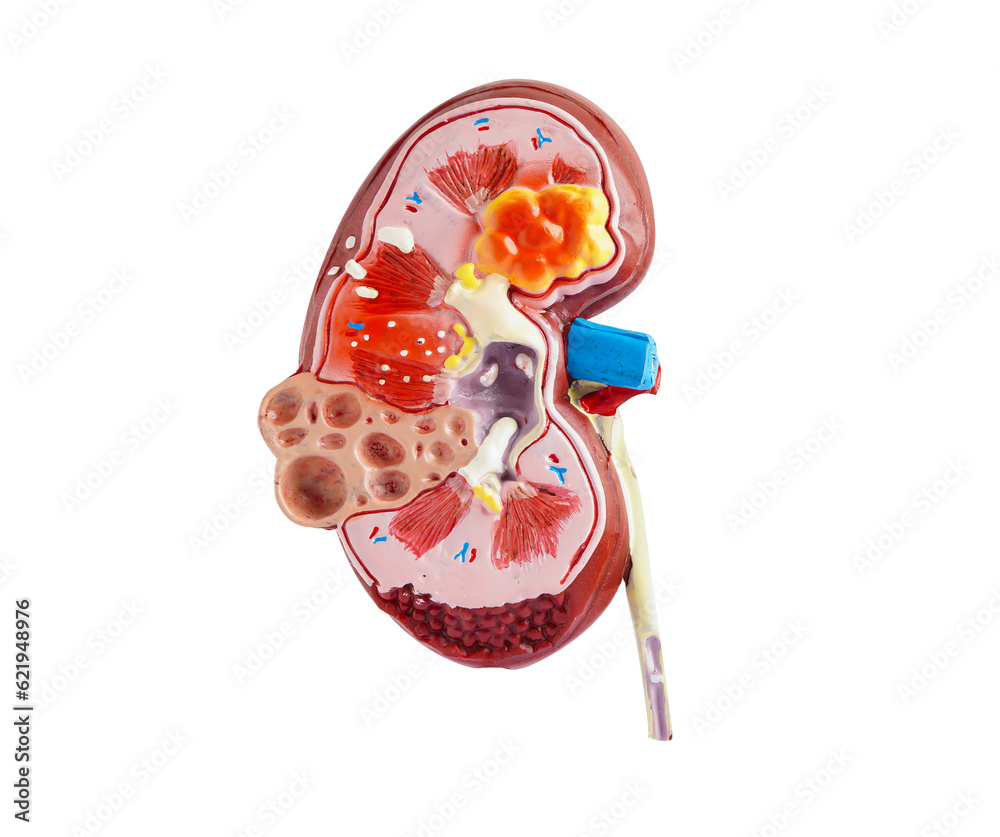 Kidney model isolated on white background with clipping path. Chronic ...