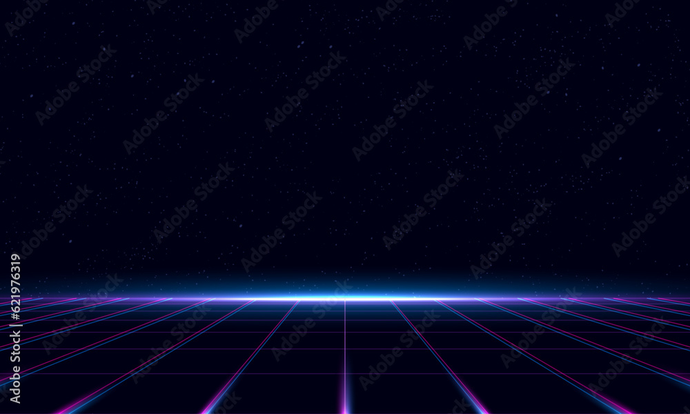 Synthwave vaporwave retrowave cyber background with copy space, laser ...