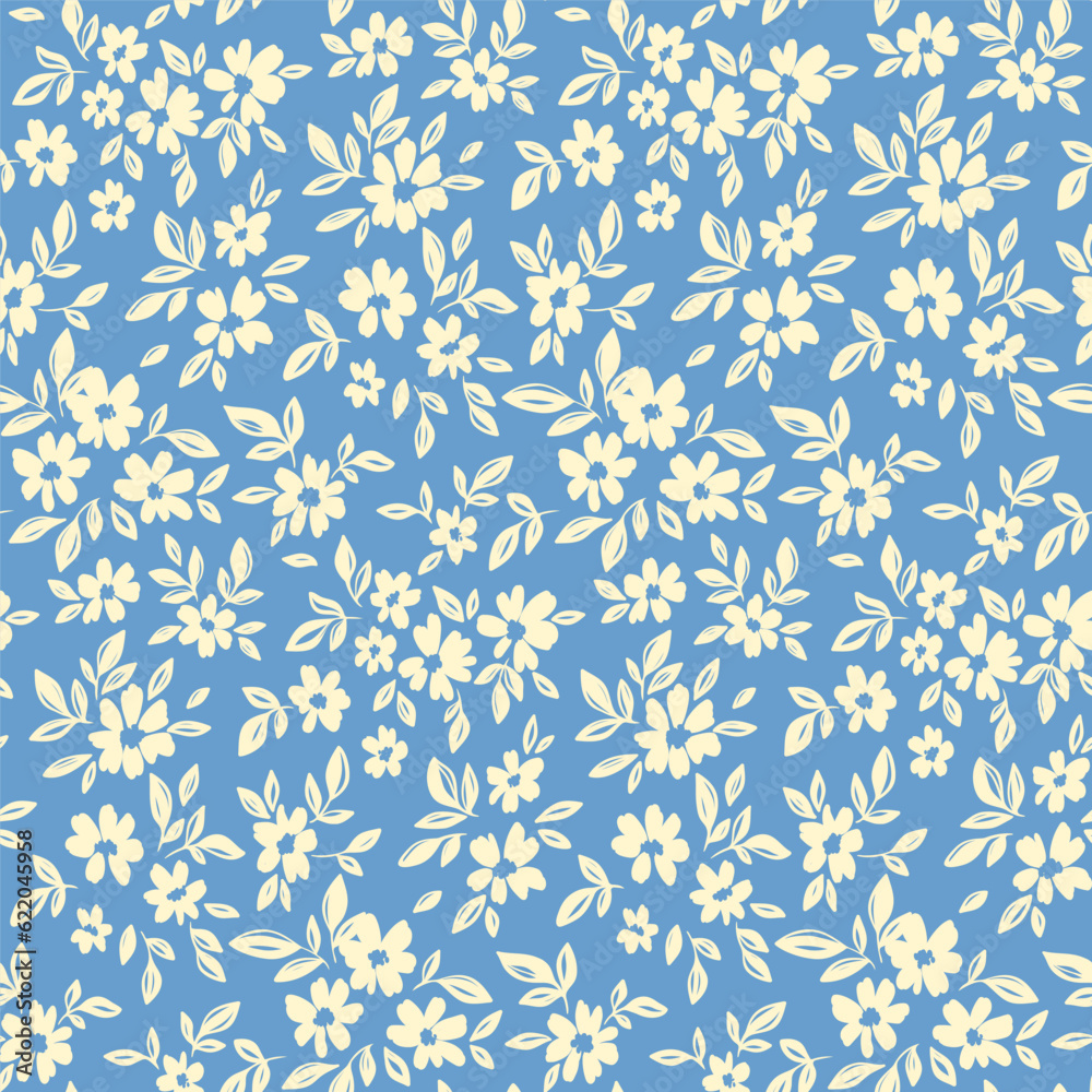 Seamless floral pattern, liberty ditsy print with pretty sketch botany ...
