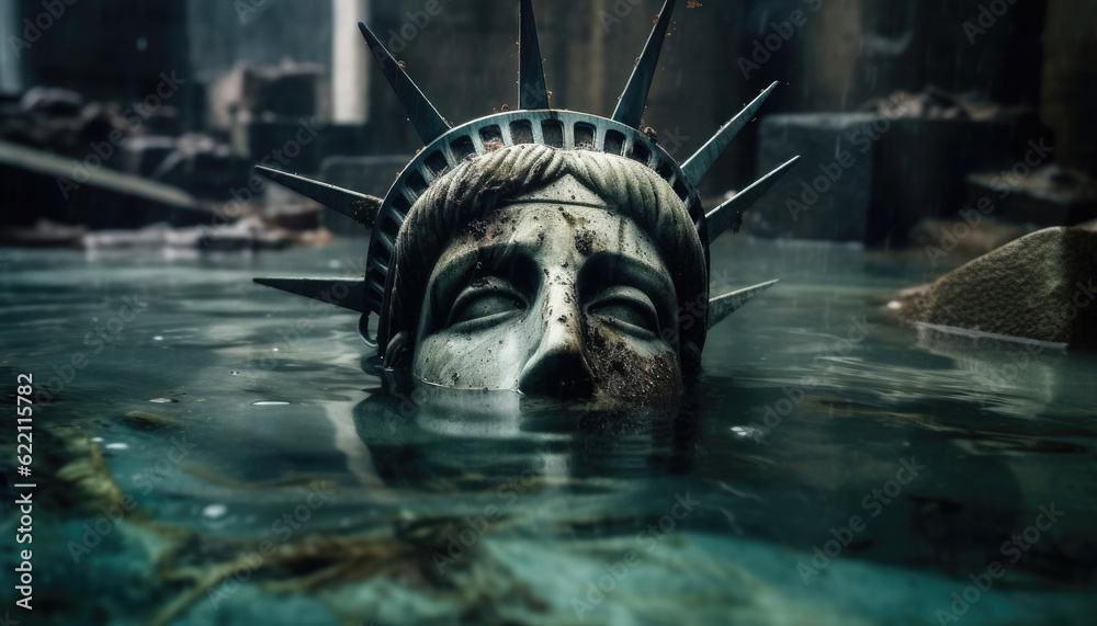 Collapse brings darkness, doomsday looms. Flood surrounds a spooky ...