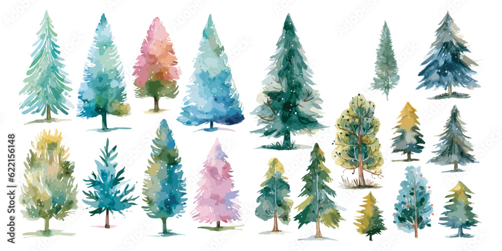 watercolor Christmas Tree clipart for graphic resources Stock Vector ...