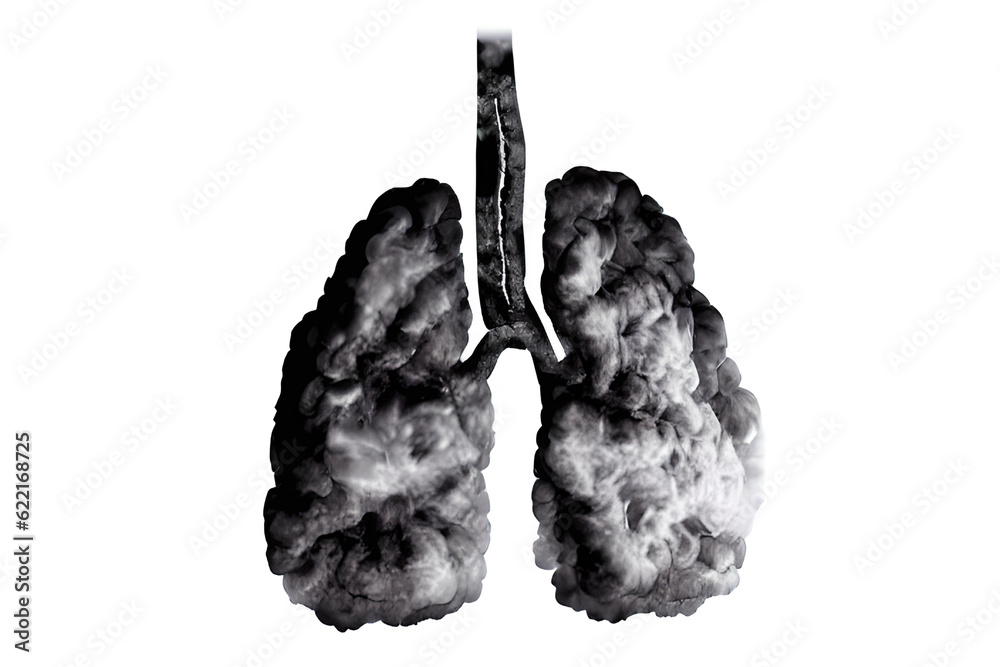 Toxic smoke formation shaped as the human lung, The concept of ...