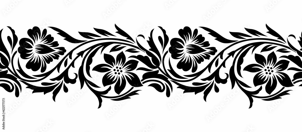 Seamless vector floral border design Stock Vector | Adobe Stock