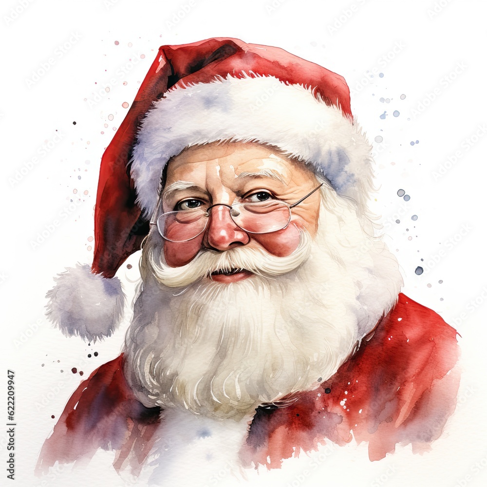 Watercolor Santa Claus portrait, christmas illustration. Generative AI ...
