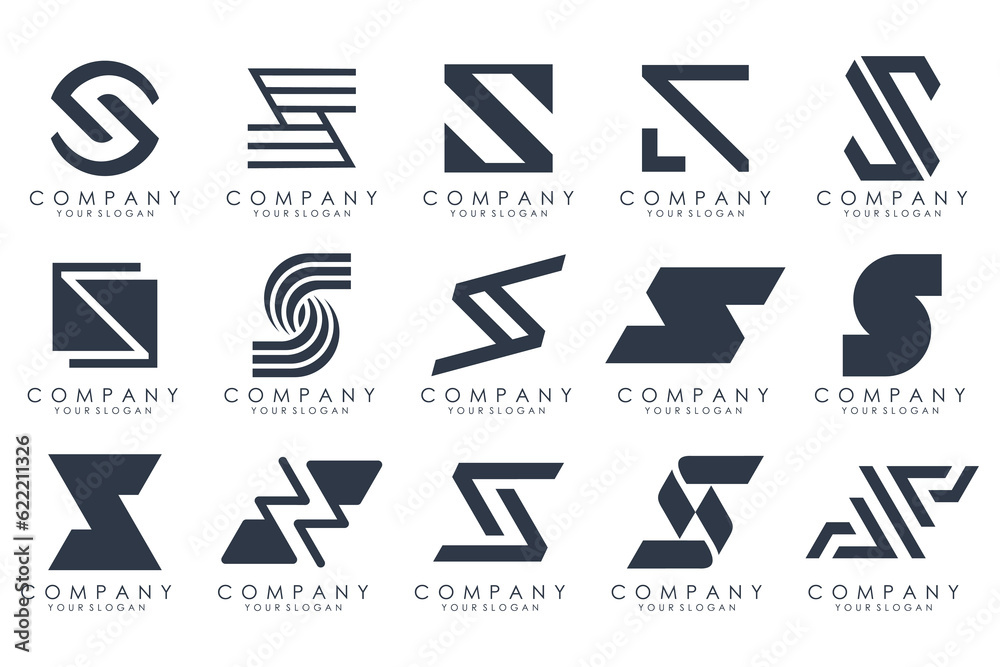 Abstract collection with letters S logo design. creative design ...