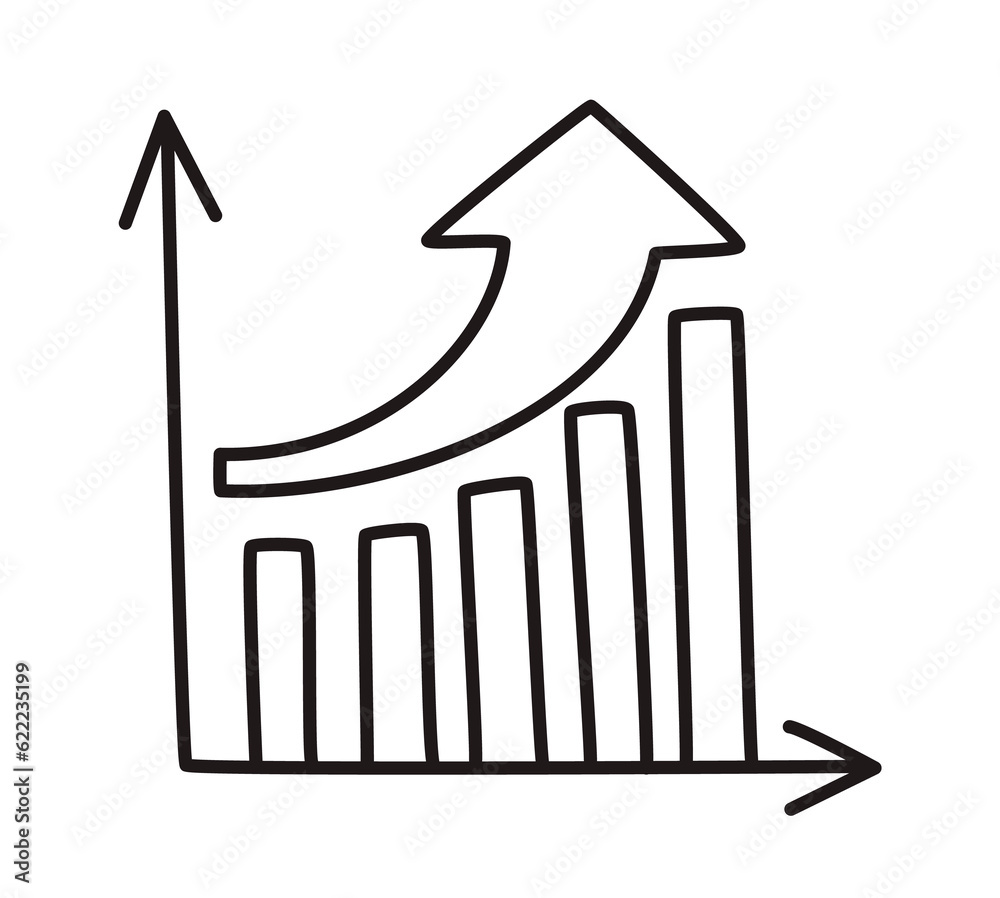 Doodle graph chart icon or logo, hand drawn with thin black line. Png ...