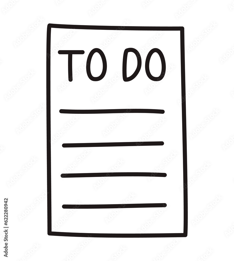 Doodle to-do list icon or logo, hand drawn with thin black line. Png ...