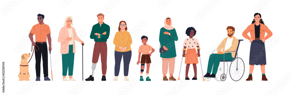 Inclusive People collection. Vector cartoon illustration in a flat ...
