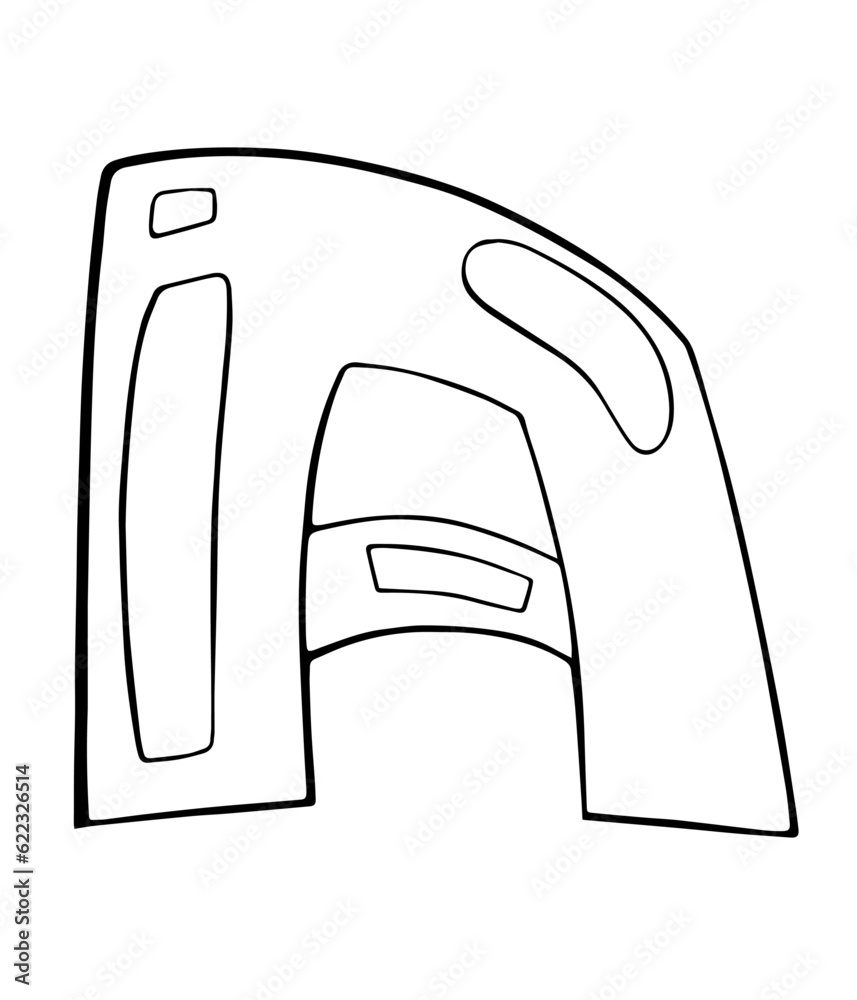letter A outline stroke alphabet vector sketch doodle isolated on white ...
