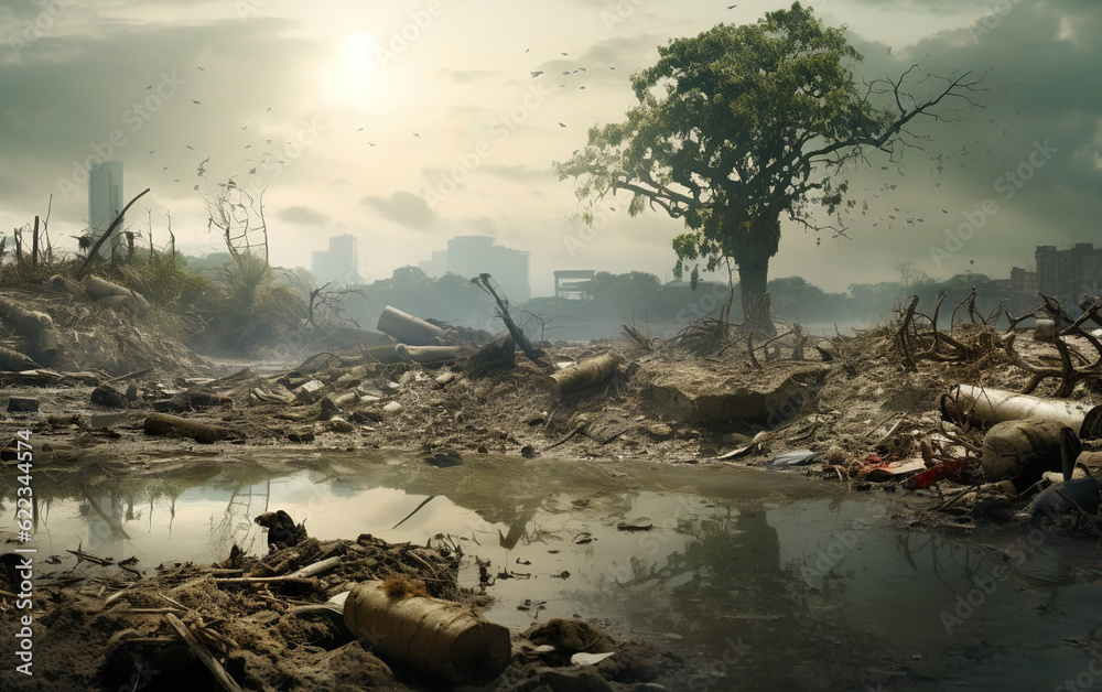 Environmental degradation, highlighting the negative impact on the ...