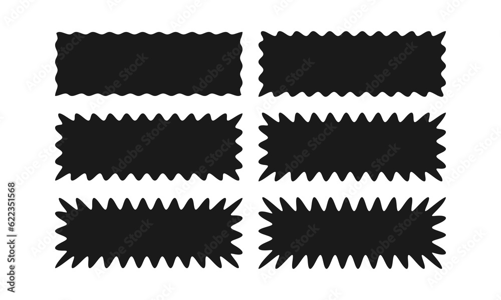 Wavy Edge Rectangular Button Icon Set Stock Vector | Adobe Stock