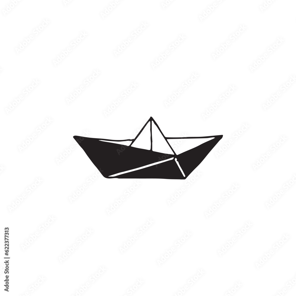 paper boat minimal logo element, origami drawing, Logo element, clipart ...