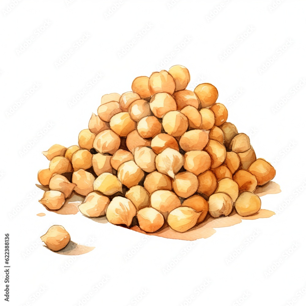 Organic Chickpeas Legumes Background, Square Watercolor Illustration ...