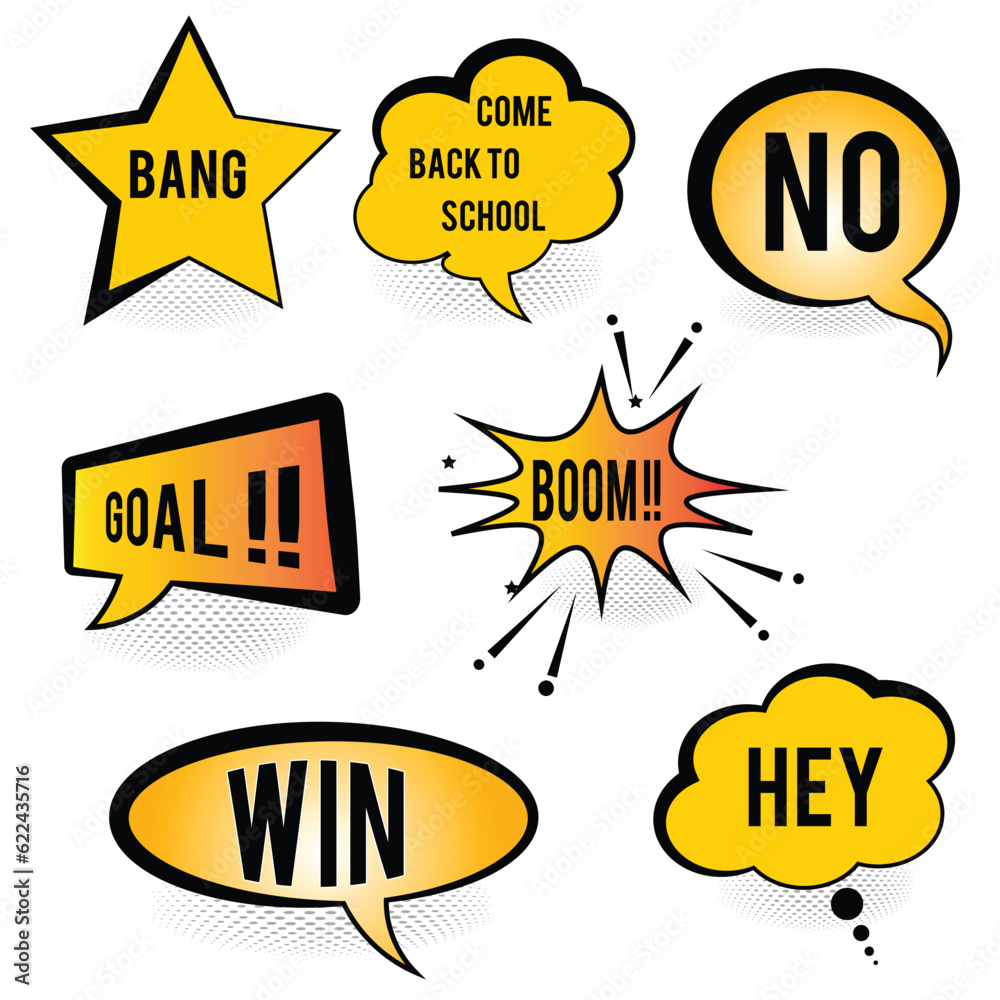 Set of speech bubbles. Set comics book balloon. Bubble speech phrase ...
