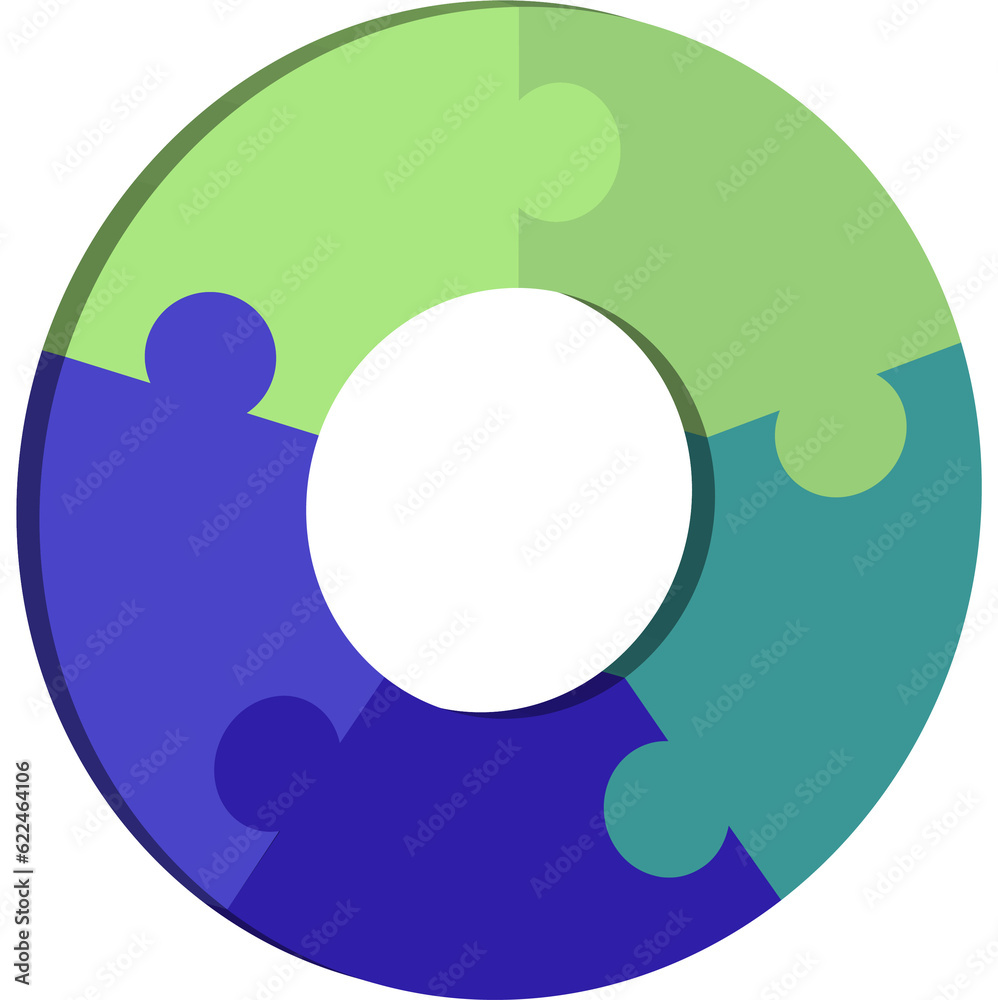 Infographic 3D Pie Flow Chart Jigsaw Puzzle Cycle Diagram with 5 ...