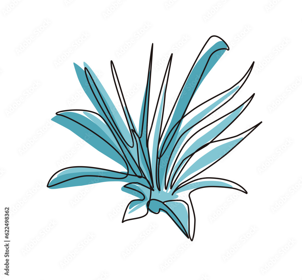 agave plant one continuous line drawing vector illustration Stock ...