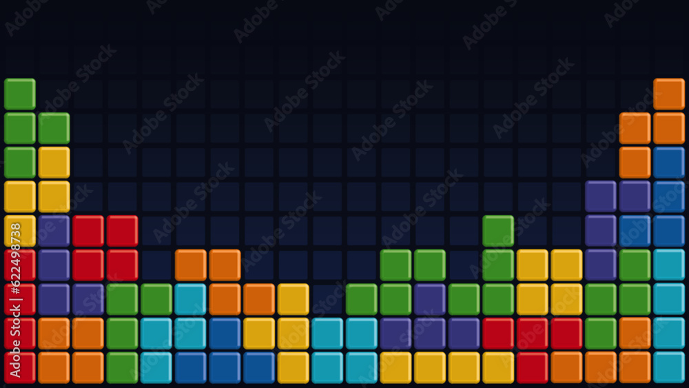 Tetris Brick Game Background Template 3 Stock Vector | Adobe Stock