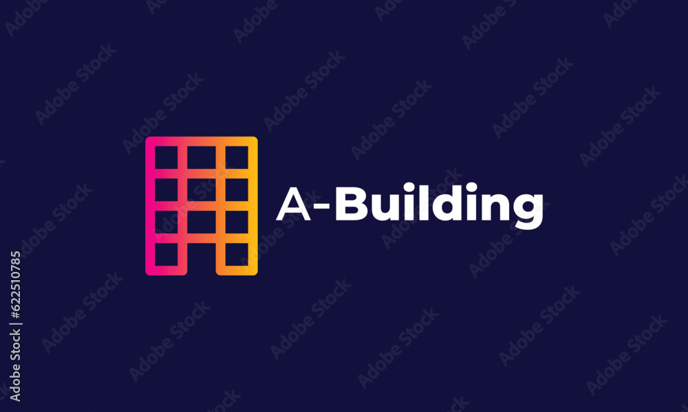 logo vector letter A alphabet logotype square building architecture ...