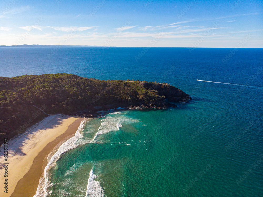 aerial panorama of beautiful alexandria bay in noosa national park with ...