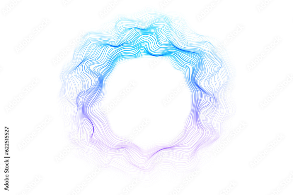 Abstract circle lines wave colorful purple and blue gradient isolated on transparent background ...