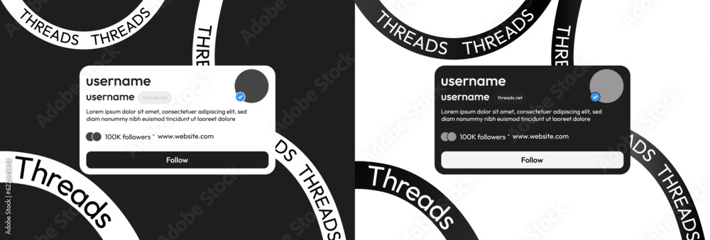 Follow us on Threads badge. Logo vector. New social media app ...