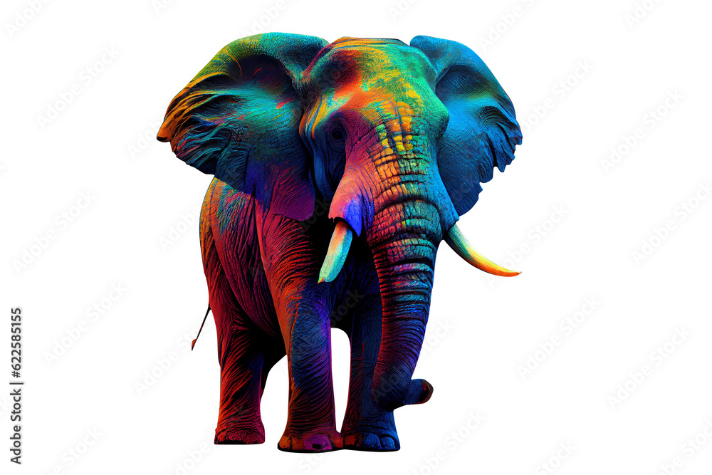 rainbow elephant isolated on transparent background. Generative Ai ...