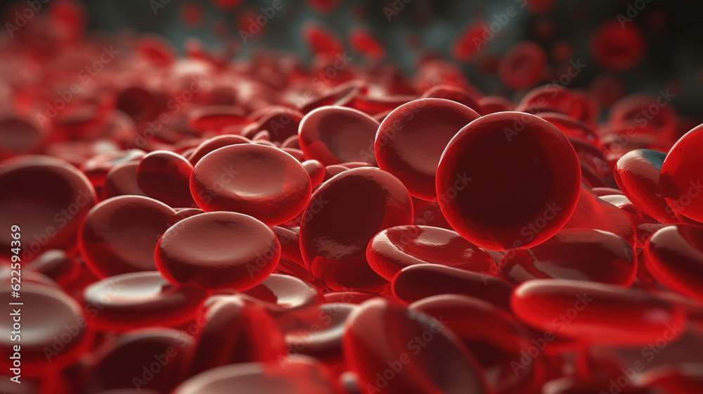 Blood vessel, hemoglobin close-up. Medical venous structure, dark ...