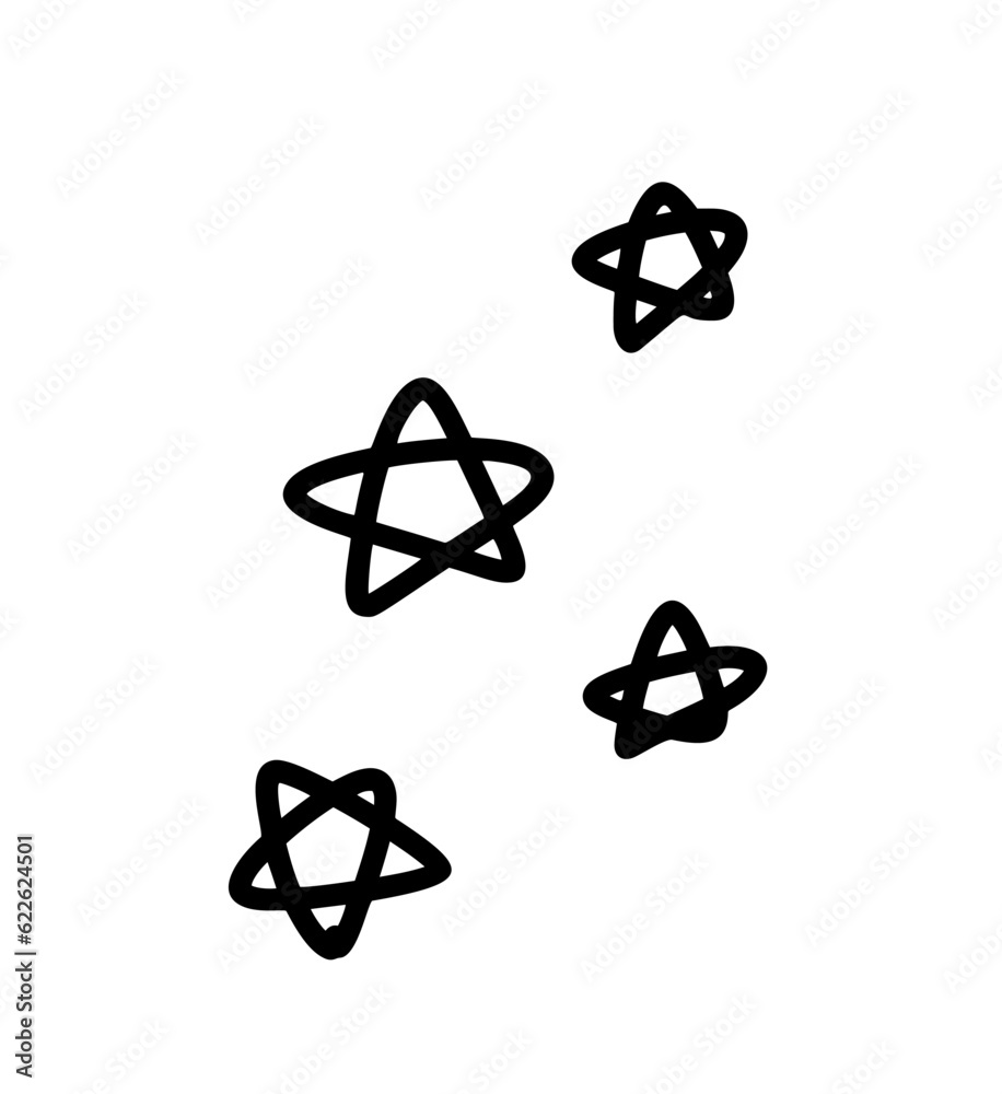 Vector abstract hand drawn cute texture cartoony stars expression sign ...