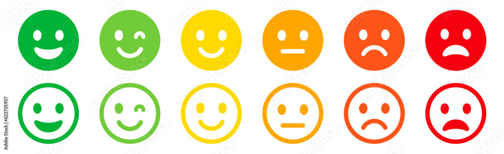 Emoticons icons set. Emoji faces collection. Emojis flat style. Happy ...