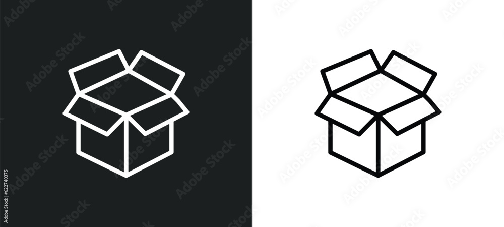 unpacking outline icon in white and black colors. unpacking flat vector ...