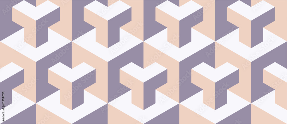 Seamless vector 3D pattern with optical illusions. Cubes. Op Art ...