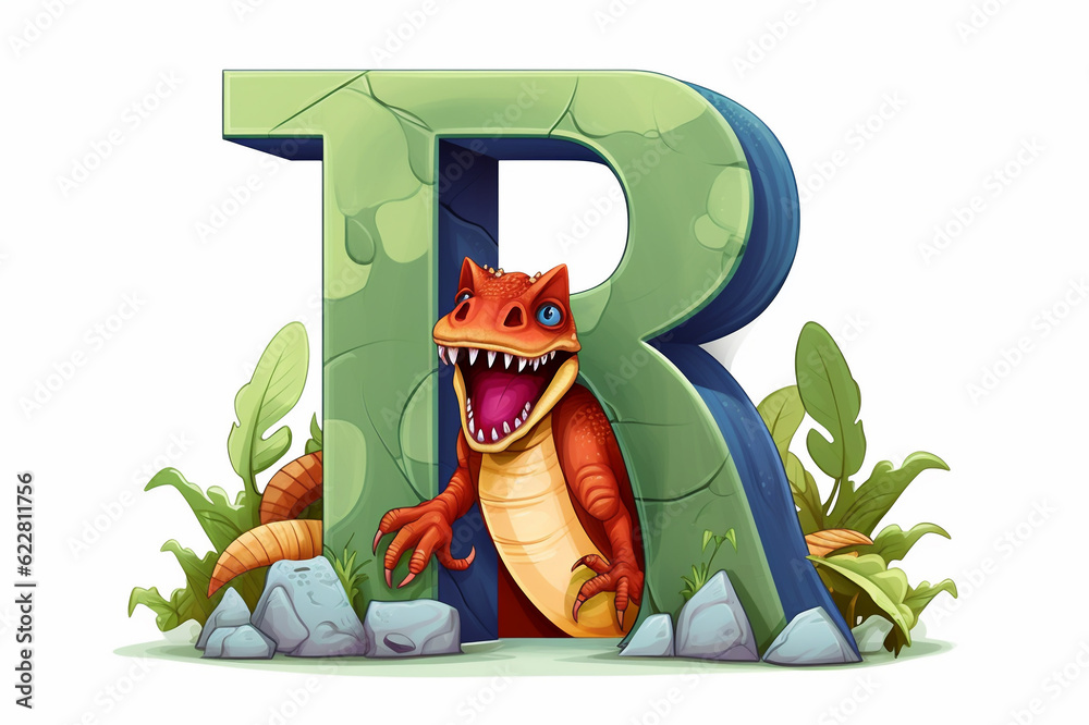 Stock-Illustration Colorful dinosaur letter R for kids isolated on ...